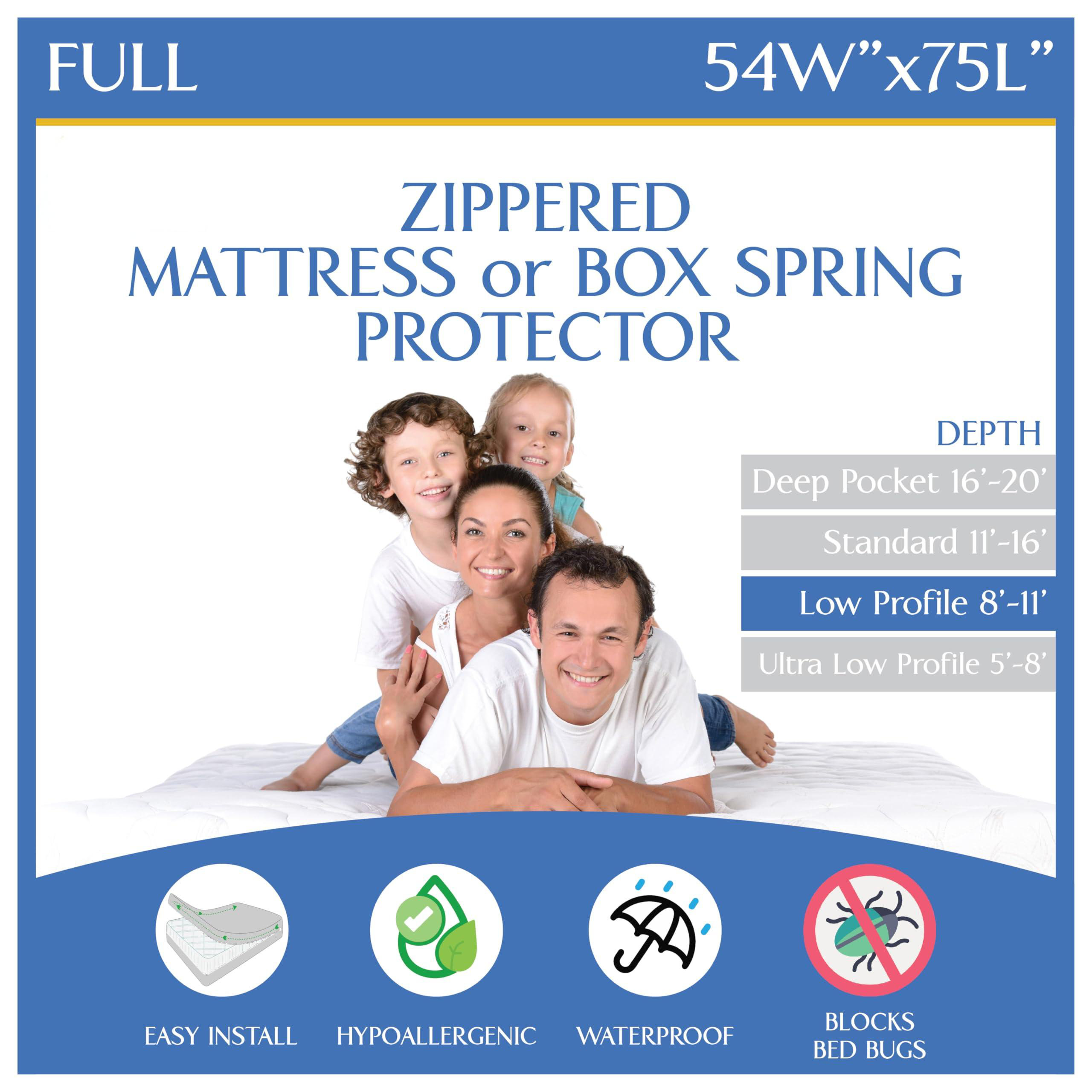 Alwyn Home Full Size Mattress Or Box Spring Encasement (8"-11" Depth) Waterproof Zippered ...